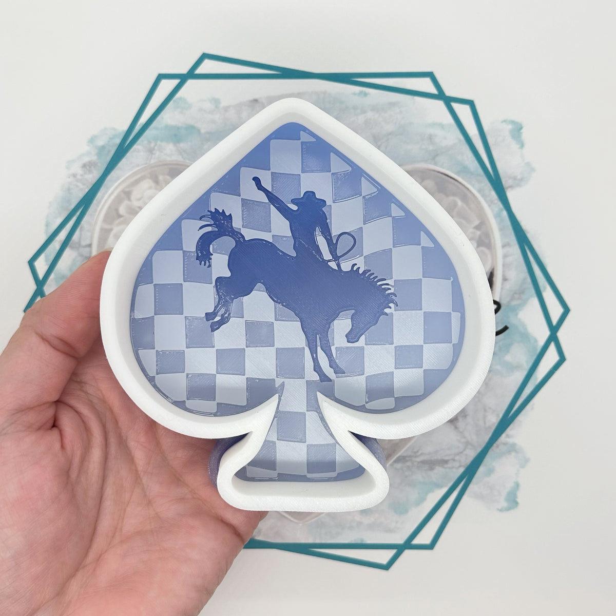 Checkered Spade with Bronco Rider Freshie Mold – The Freshie Junkie, LLC