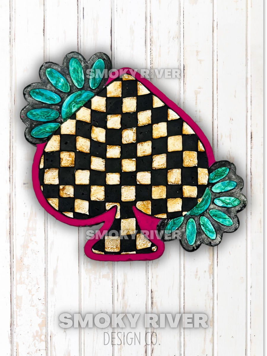Checkered Spade with Concho Freshie Mold – The Freshie Junkie, LLC